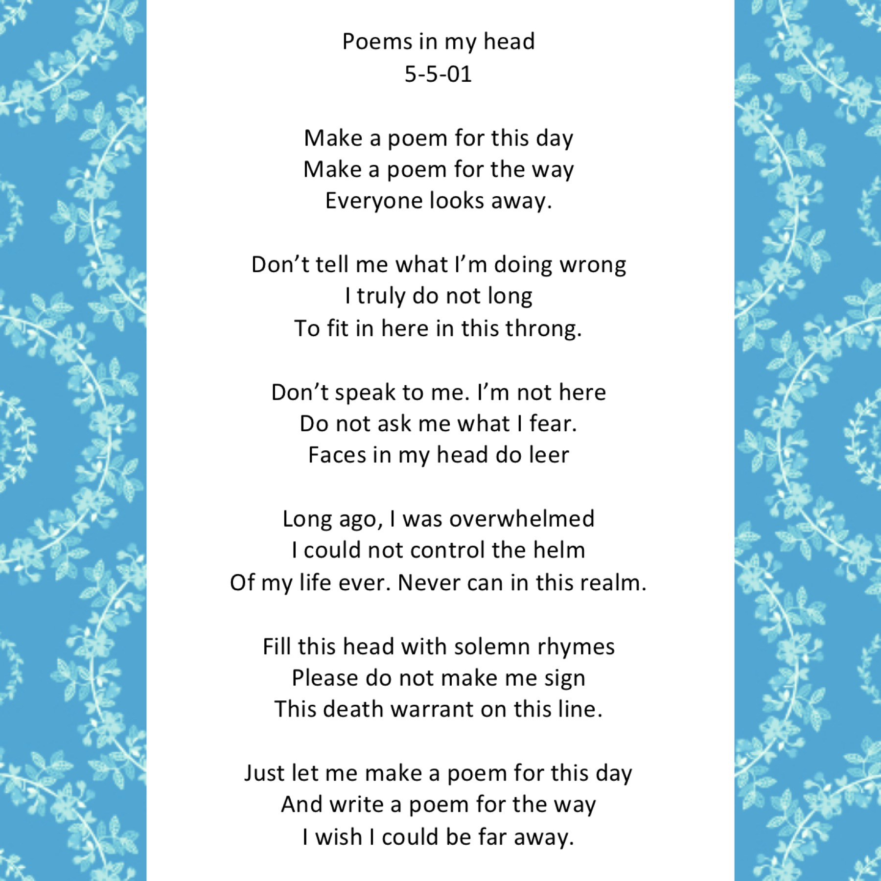Poems In My Head – Spookychild’s writings